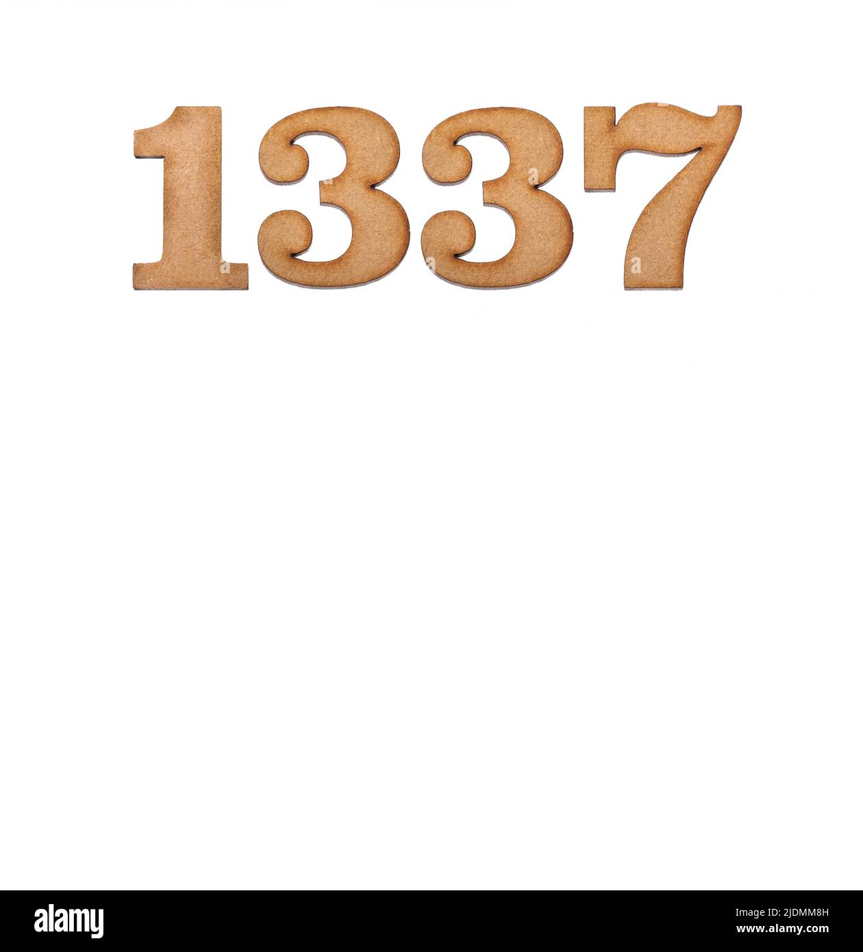 Number 1337 in wood, isolated on white background Stock Photo - Alamy