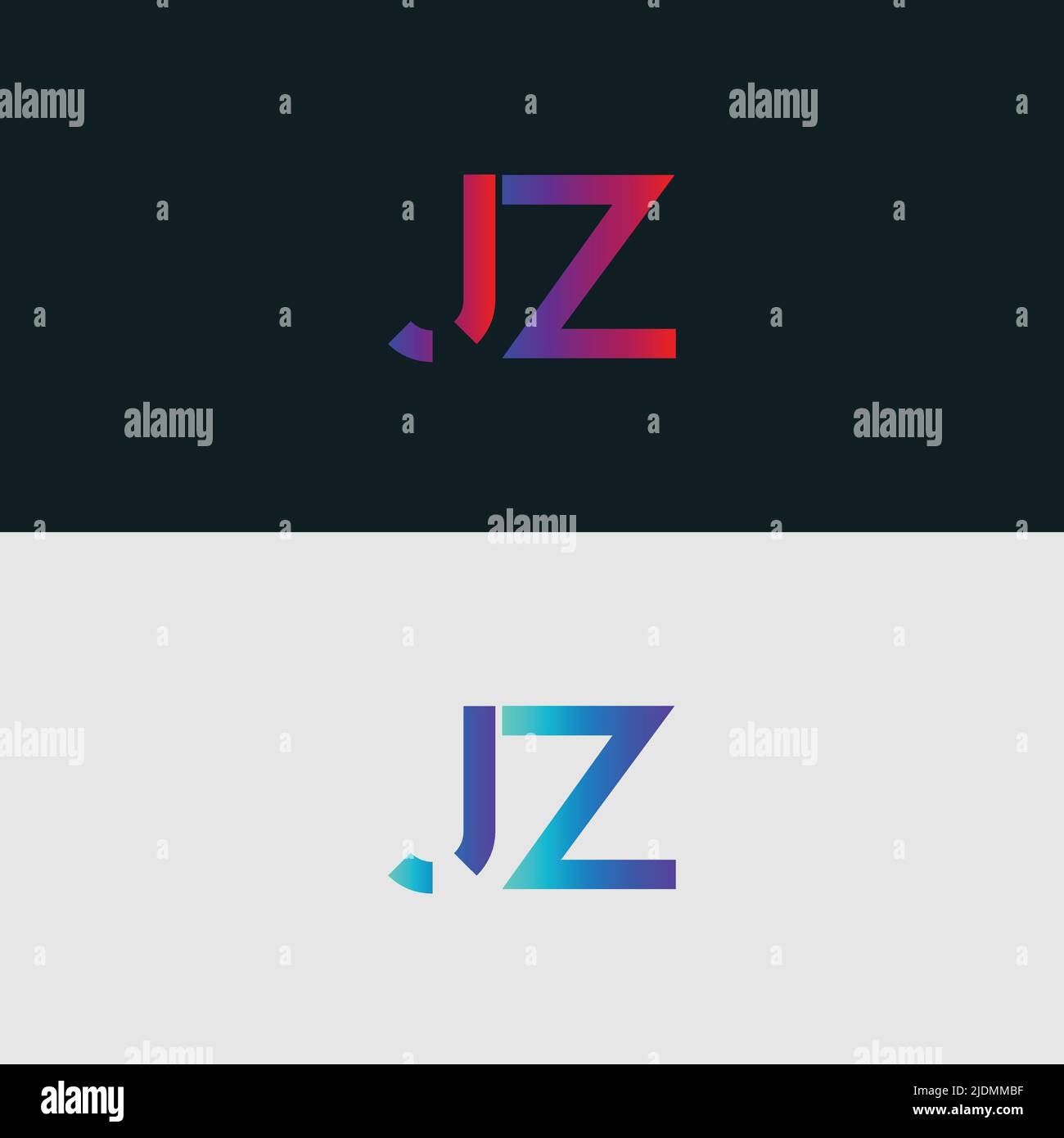 Initial Alphabet letter Logo icon JZ, colorful vibrant gradient color ...