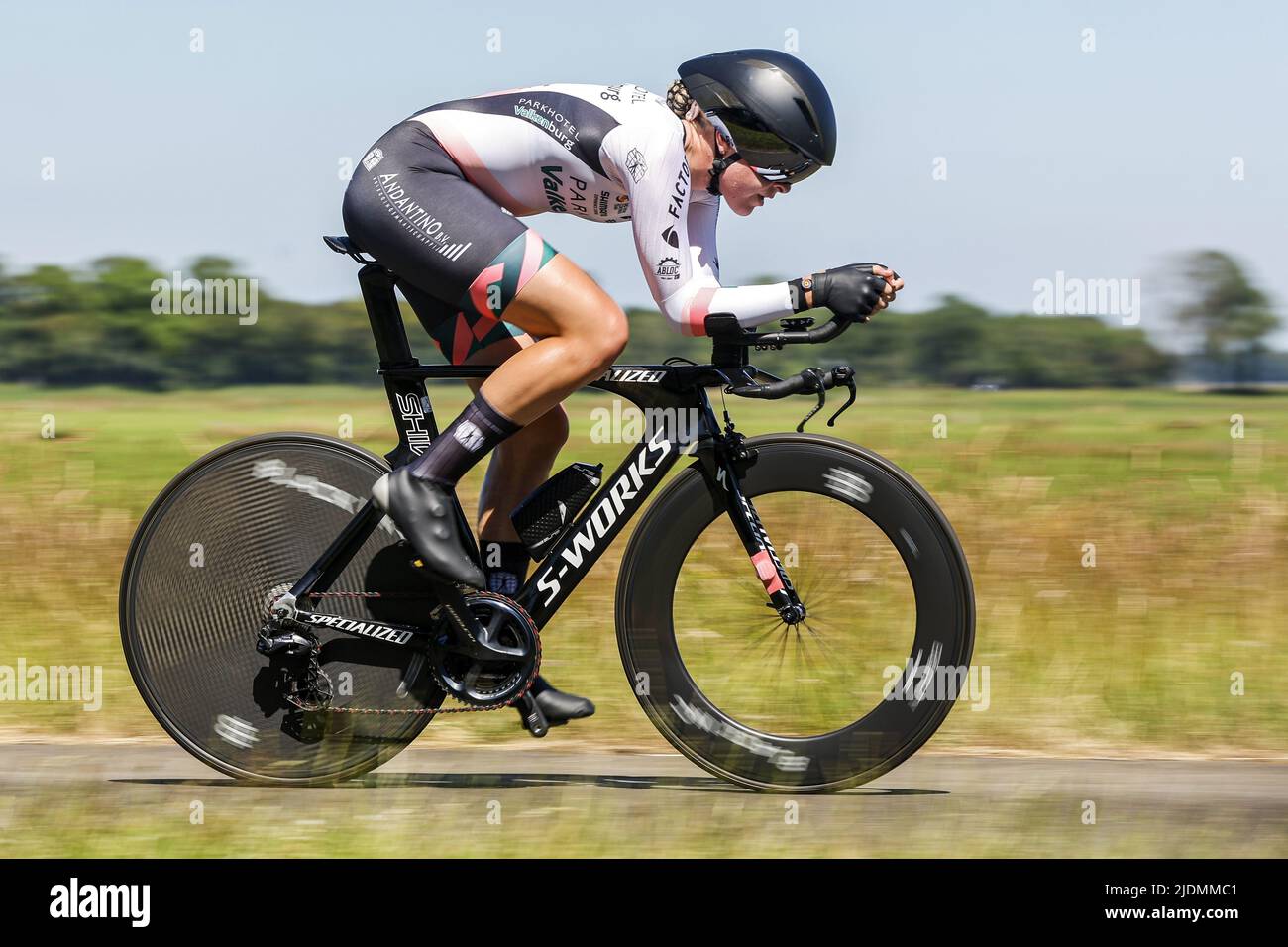 EMMEN - Cyclist Leonie Bos during the Dutch National Time Trial ...