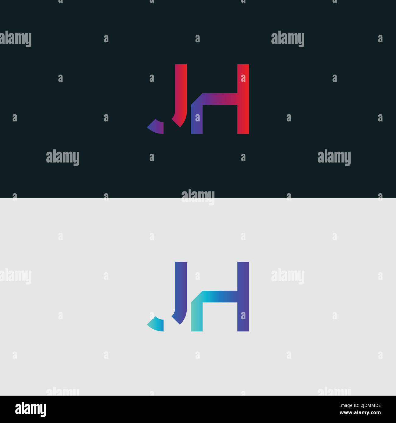 Initial Alphabet letter Logo icon JH, colorful vibrant gradient color ...