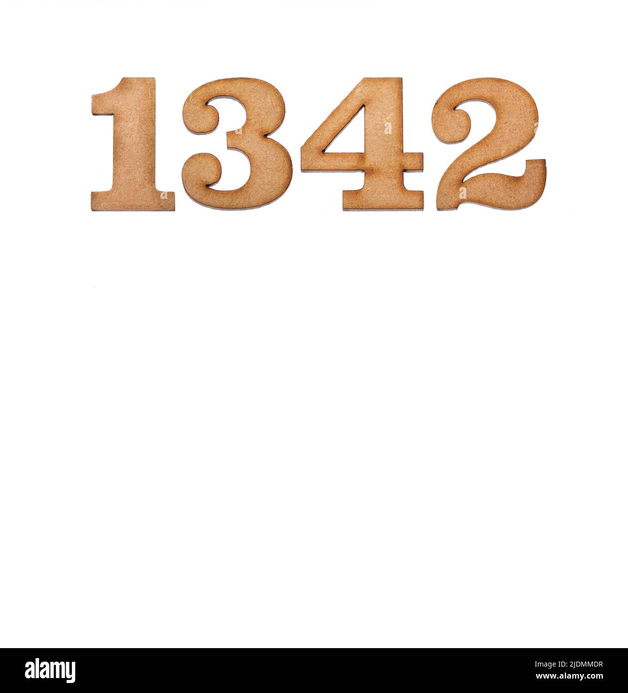 Number 1342 - Piece of wood isolated on white background Stock Photo ...