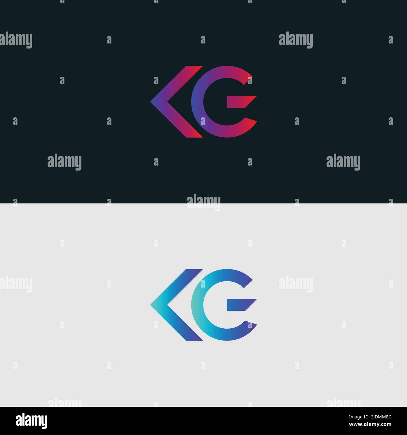 Initial Alphabet letter Logo icon KG, colorful vibrant gradient color ...