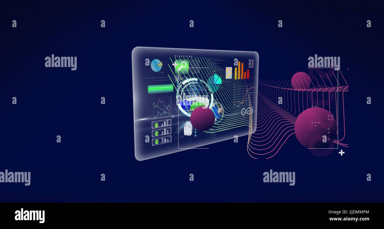 Image of digital interface with data processing over dark background ...