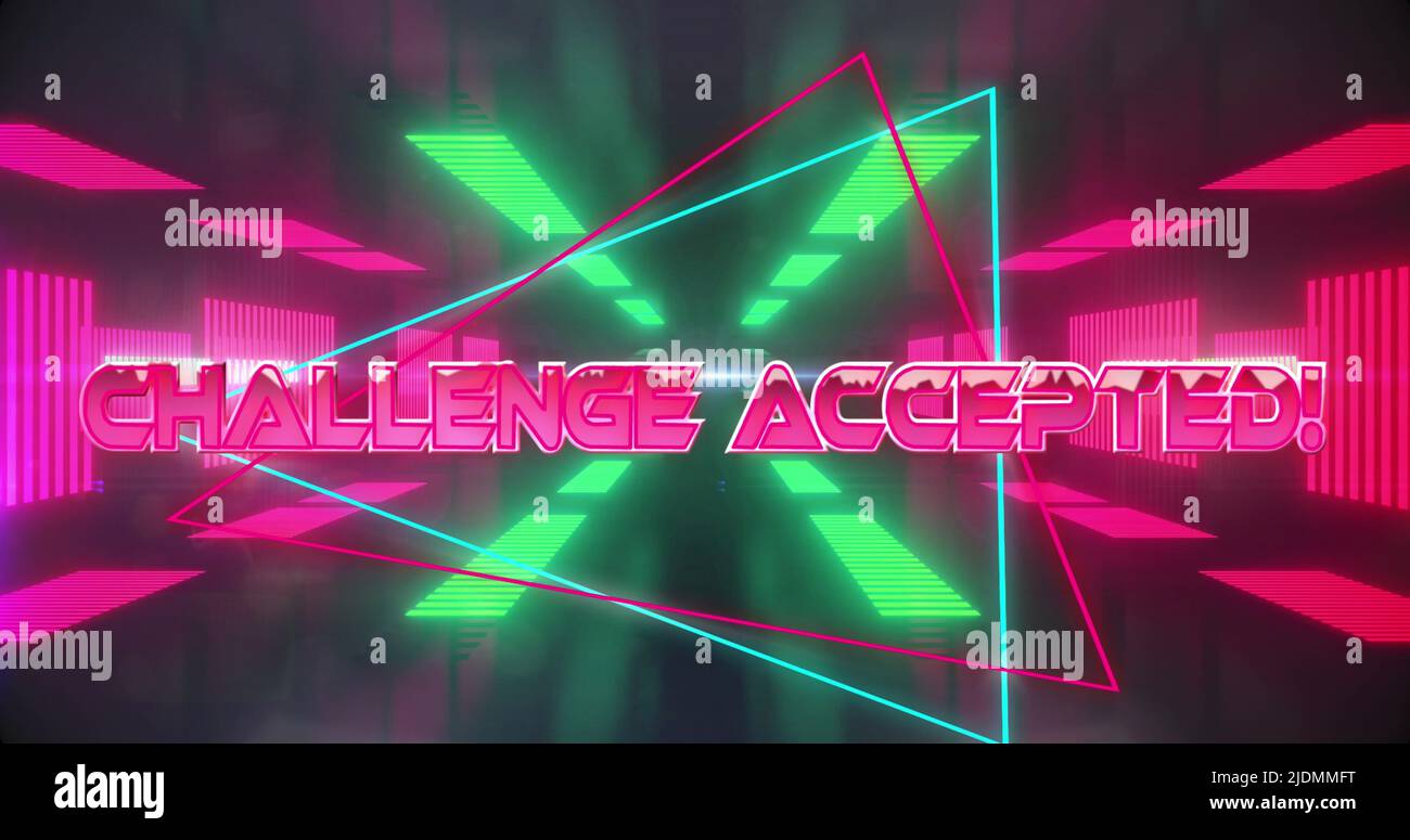 Image of challenge accepted text over moving digital tunnel Stock Photo ...