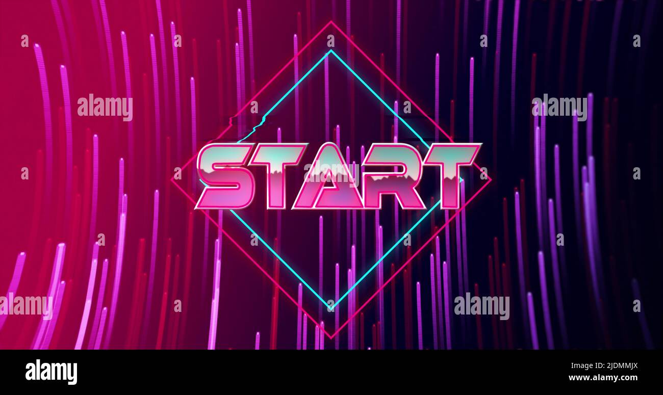 Image of start text over moving pink and purple light trails Stock ...