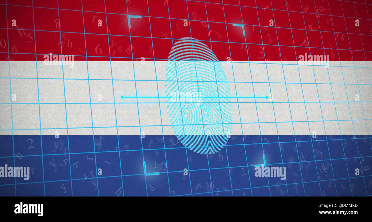 Image of fingerprint and letters over flag of netherlands Stock Photo ...