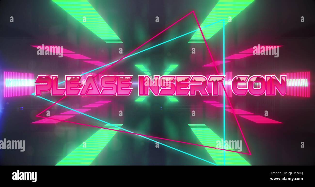 Image of please insert coin text over moving digital tunnel Stock Photo ...