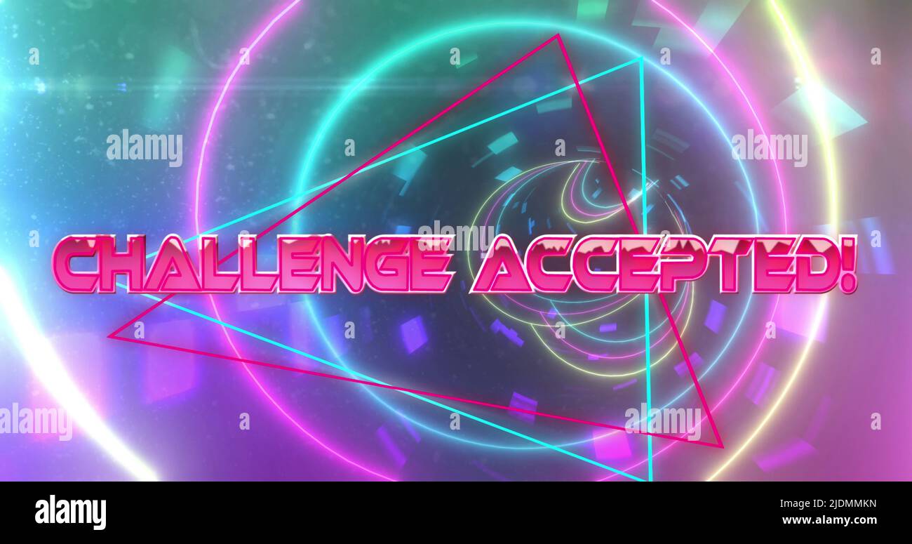 Image of challenge accepted text over moving digital tunnel Stock Photo ...