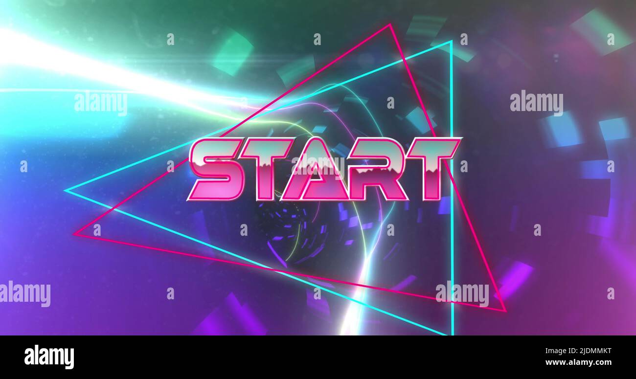 Image of start text over moving digital tunnel Stock Photo - Alamy