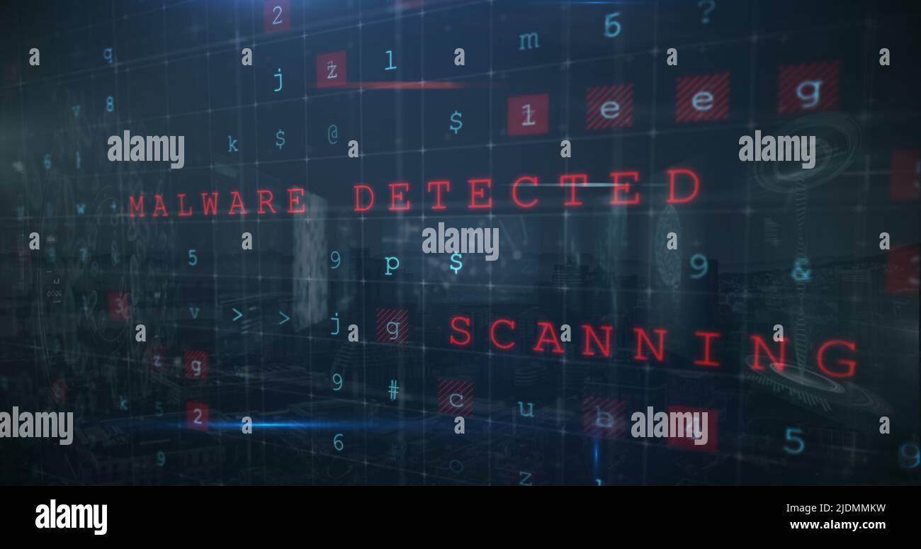 Image of cyber attack warning over data processing Stock Photo - Alamy