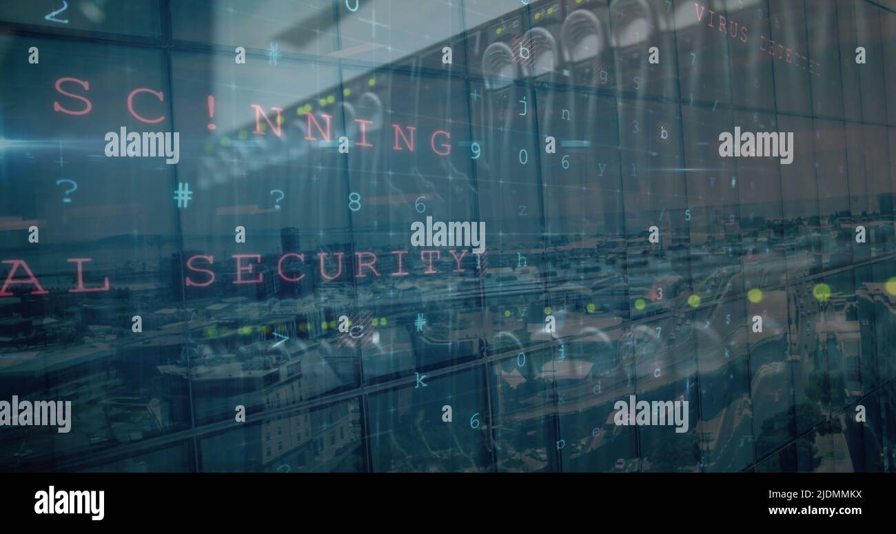 Image of cyber attack warning over server room Stock Photo - Alamy