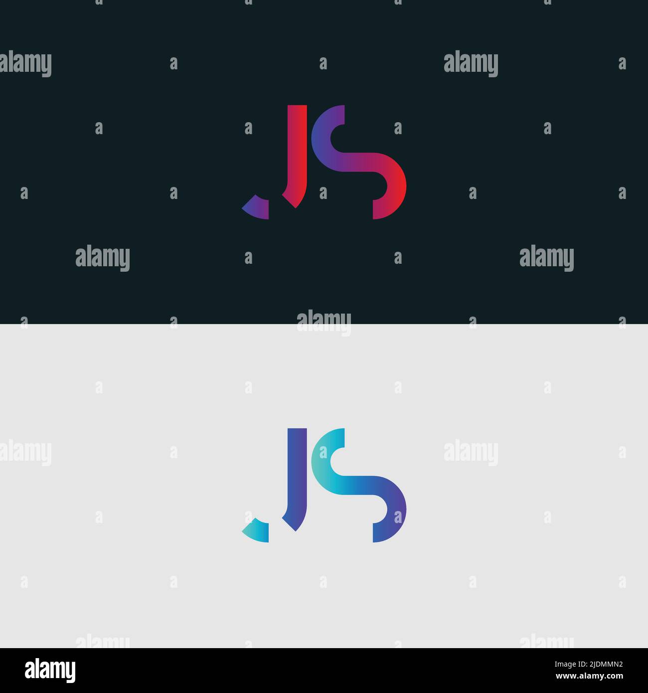 Initial Alphabet letter Logo icon JS, colorful vibrant gradient color ...