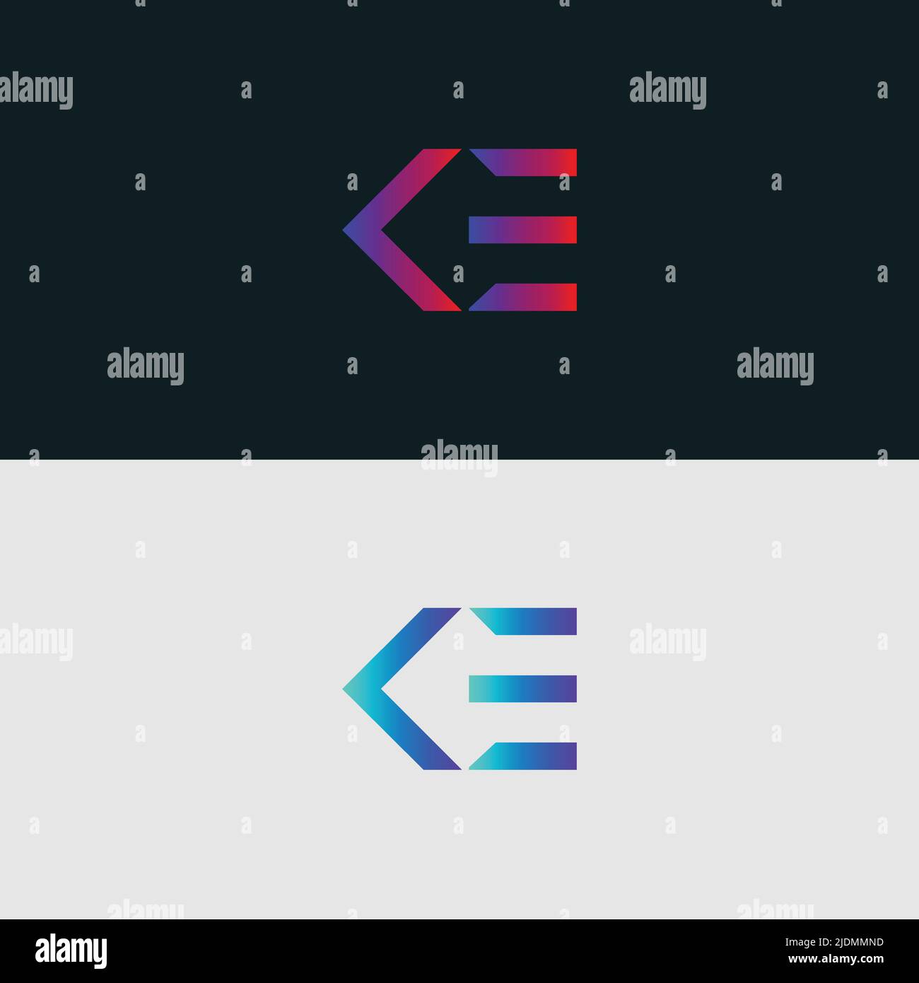 Initial Alphabet letter Logo icon KE, colorful vibrant gradient color ...