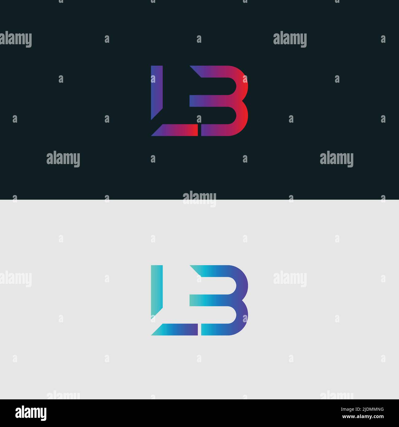 Initial Alphabet letter Logo icon LB, colorful vibrant gradient color ...