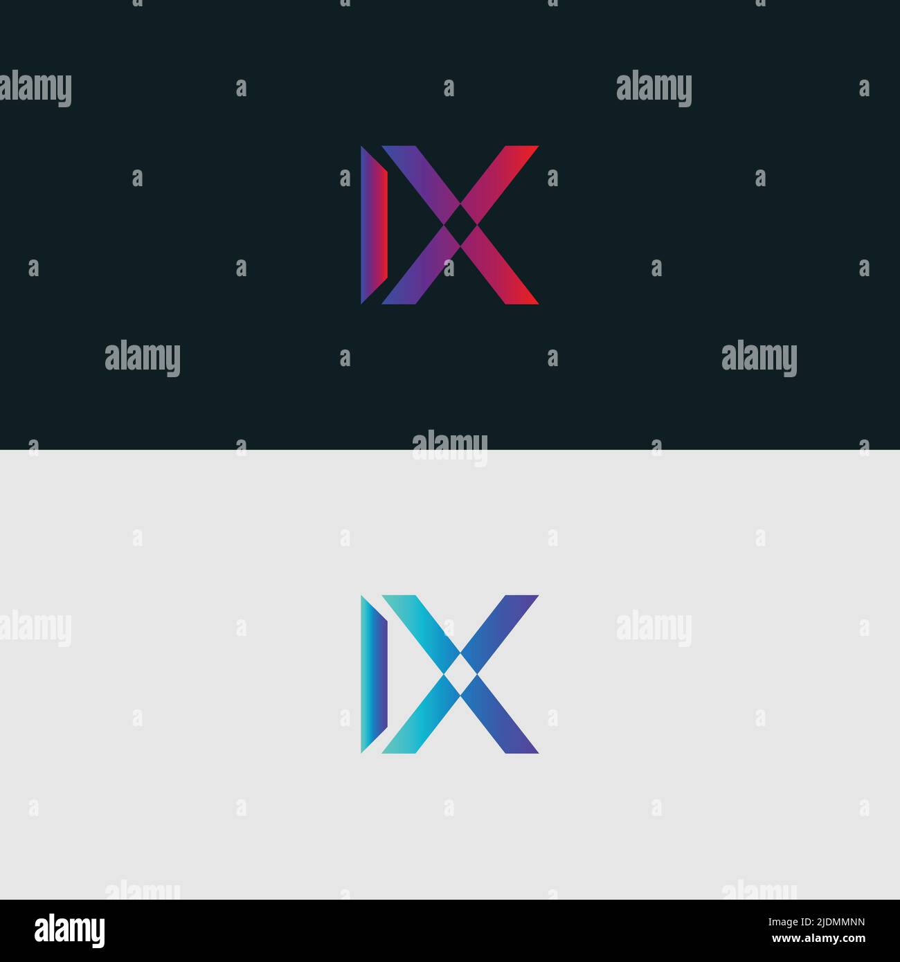 Initial Alphabet letter Logo icon IX, colorful vibrant gradient color ...