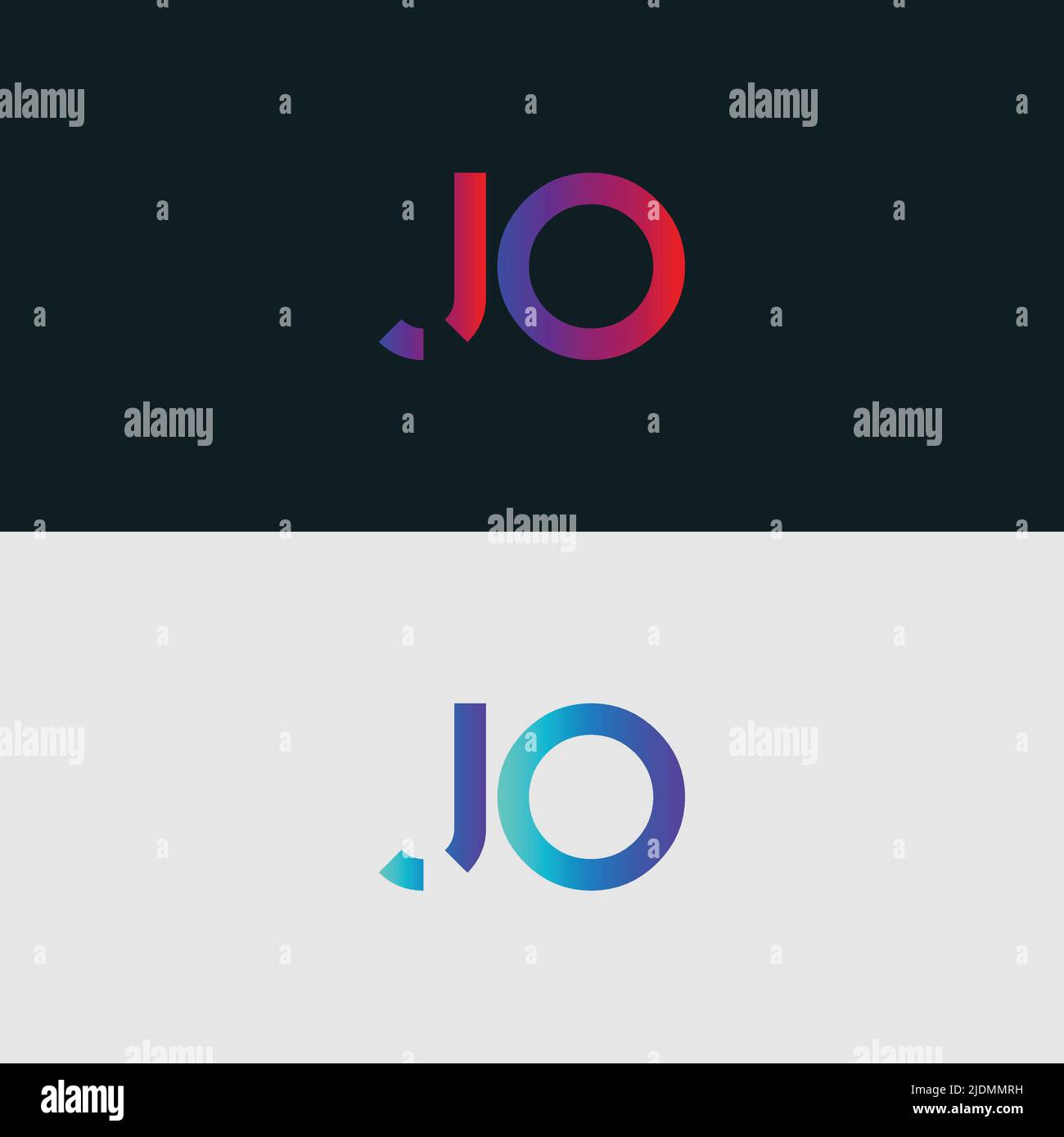 Initial Alphabet letter Logo icon JO, colorful vibrant gradient color ...