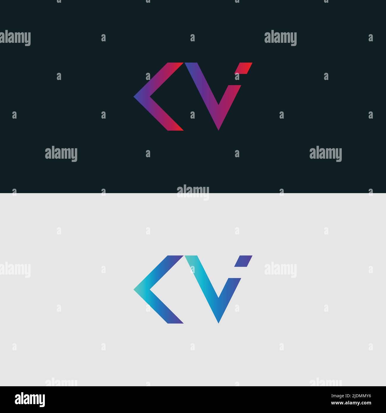 Initial Alphabet letter Logo icon KV, colorful vibrant gradient color ...