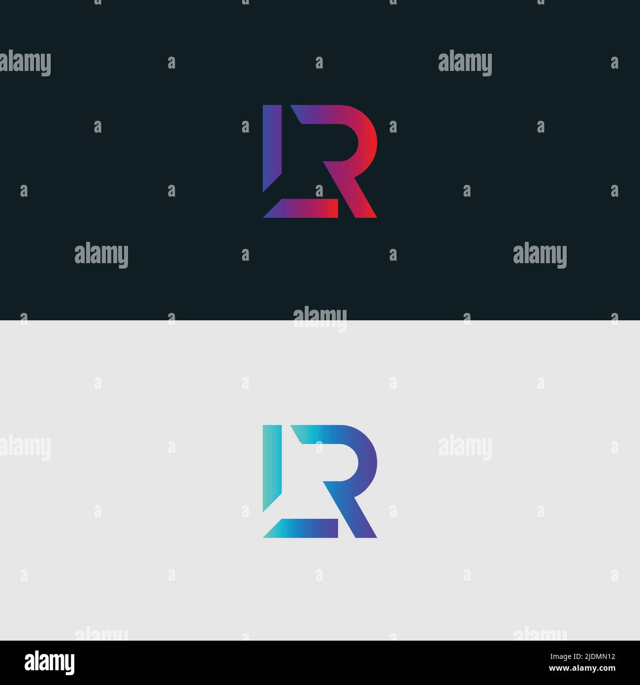 Initial Alphabet letter Logo icon LR, colorful vibrant gradient color ...