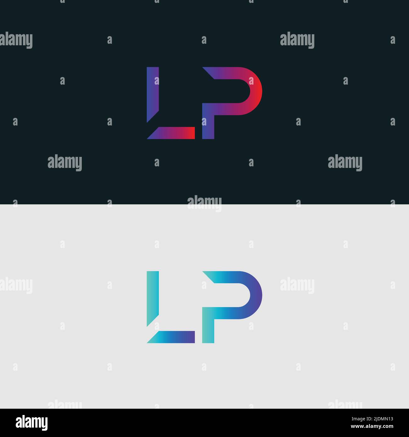 Initial Alphabet letter Logo icon LP, colorful vibrant gradient color ...