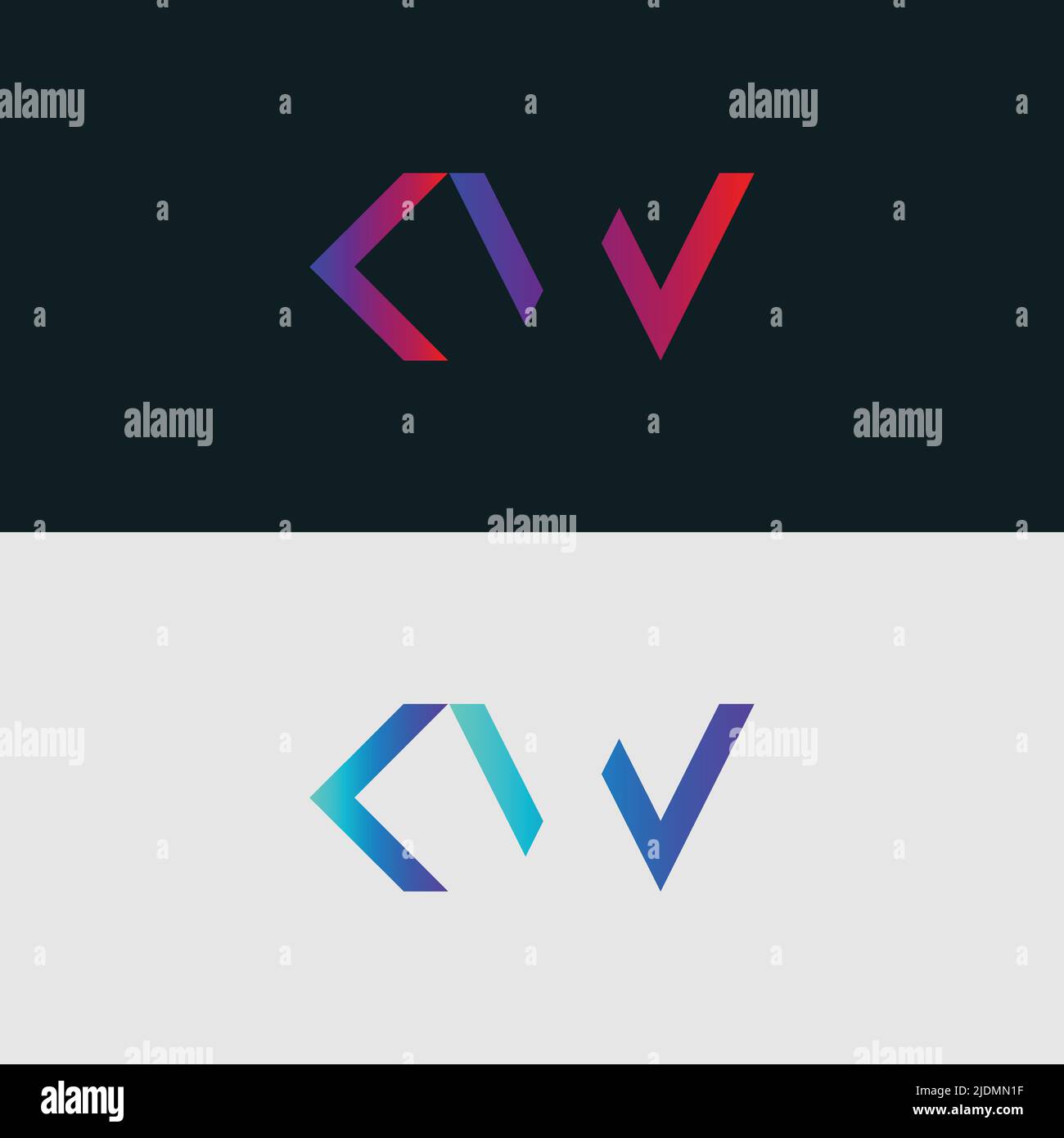 Initial Alphabet letter Logo icon KW, colorful vibrant gradient color ...