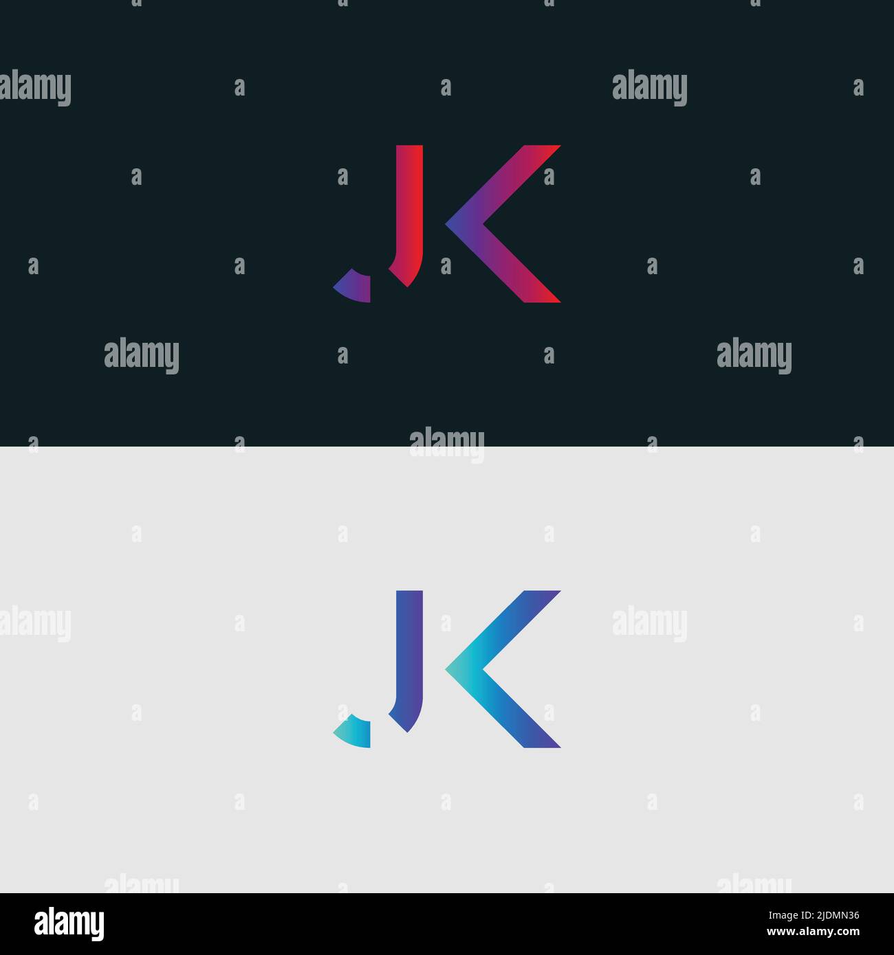 Initial Alphabet letter Logo icon JK, colorful vibrant gradient color ...