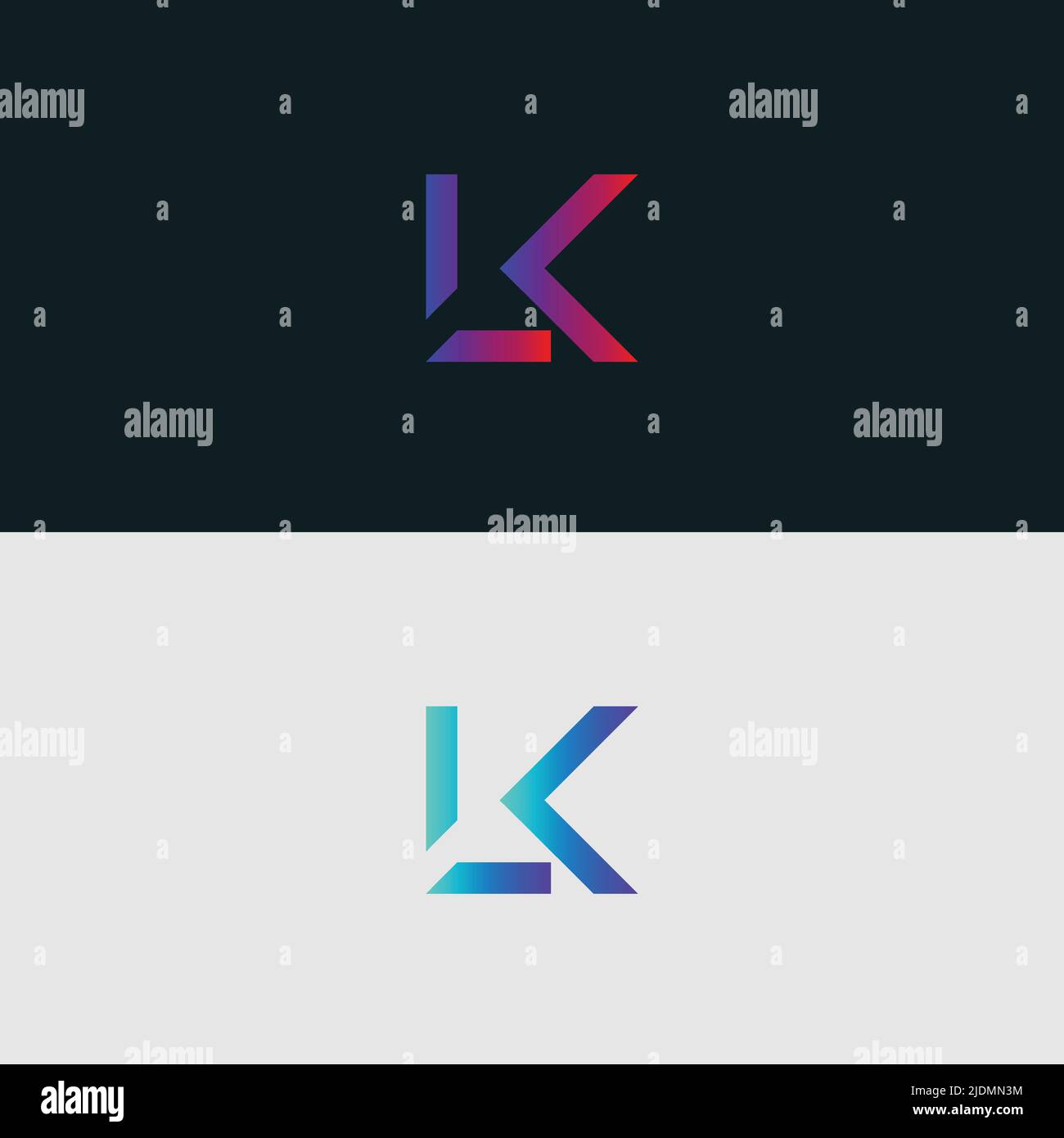 Initial Alphabet letter Logo icon LK, colorful vibrant gradient color ...
