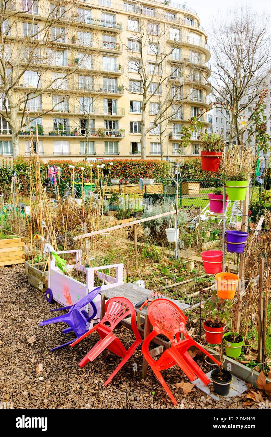 PARIS, FRANCE - MARCH 11, 2017: Community garden in Paris. Urban ...