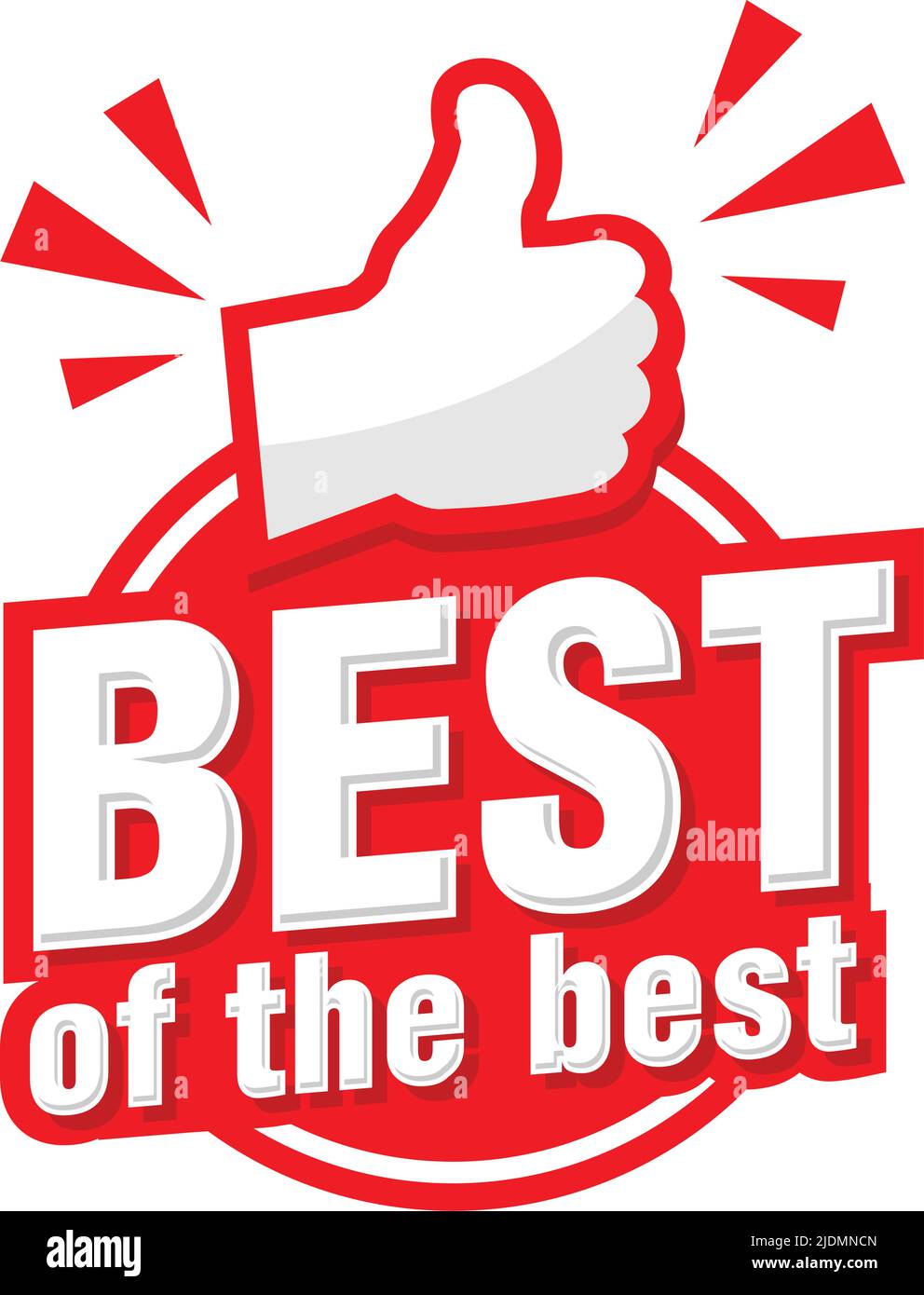 Best of the best. Sticker with thumb up. Vector on transparent ...