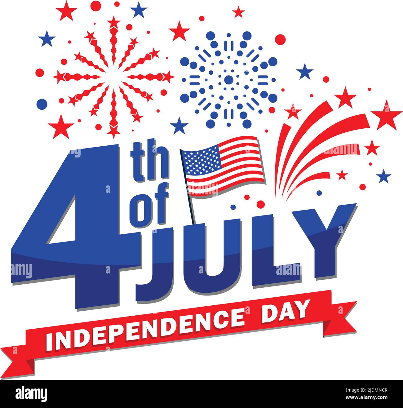 4th of July, Independence day of USA. Greeting design with firework ...