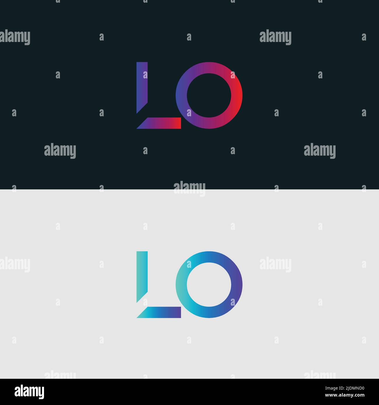 Initial Alphabet letter Logo icon LO, colorful vibrant gradient color ...