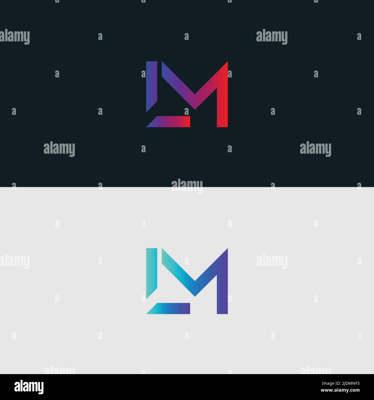 Initial Alphabet letter Logo icon LM, colorful vibrant gradient color ...