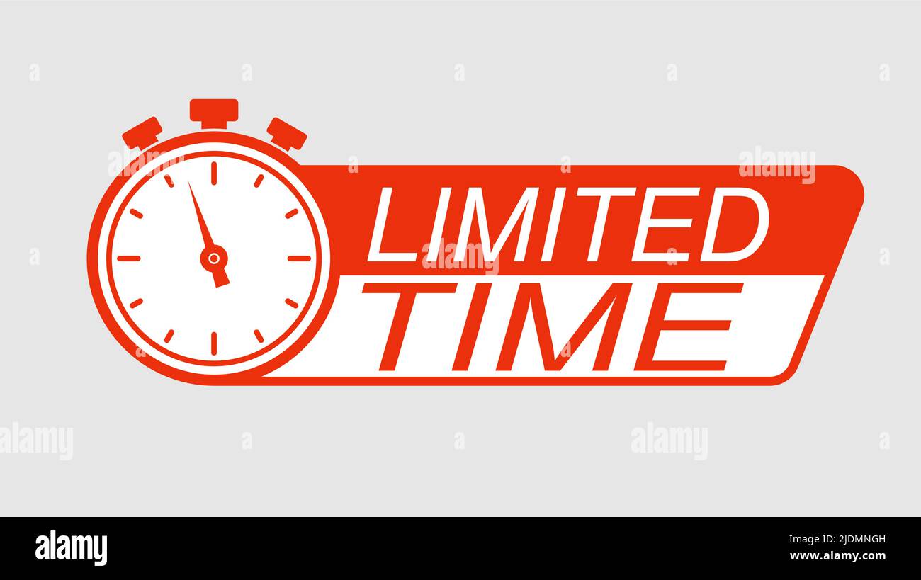 Limited time. Banner for websites and apps with a clock or stopwatch ...