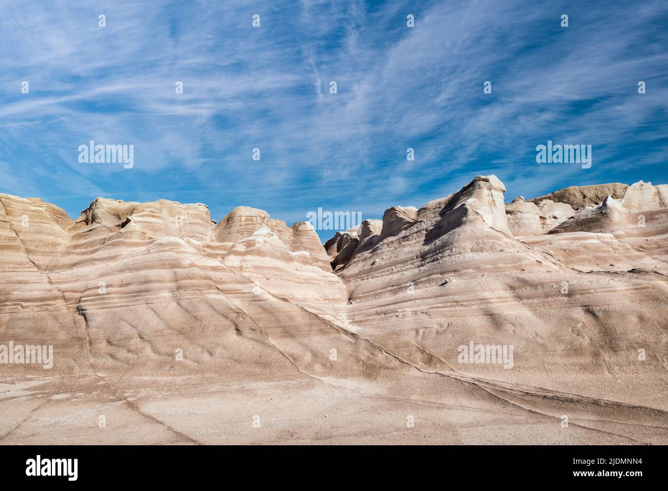 Famous rocks of Sarakiniko beach, Aegean sea, Milos island , Greece. No ...