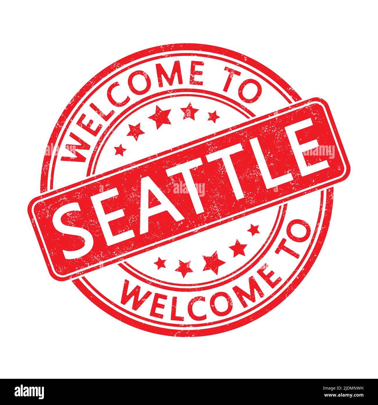 Welcome to Seattle. Impression of a round stamp with a scuff. Flat ...