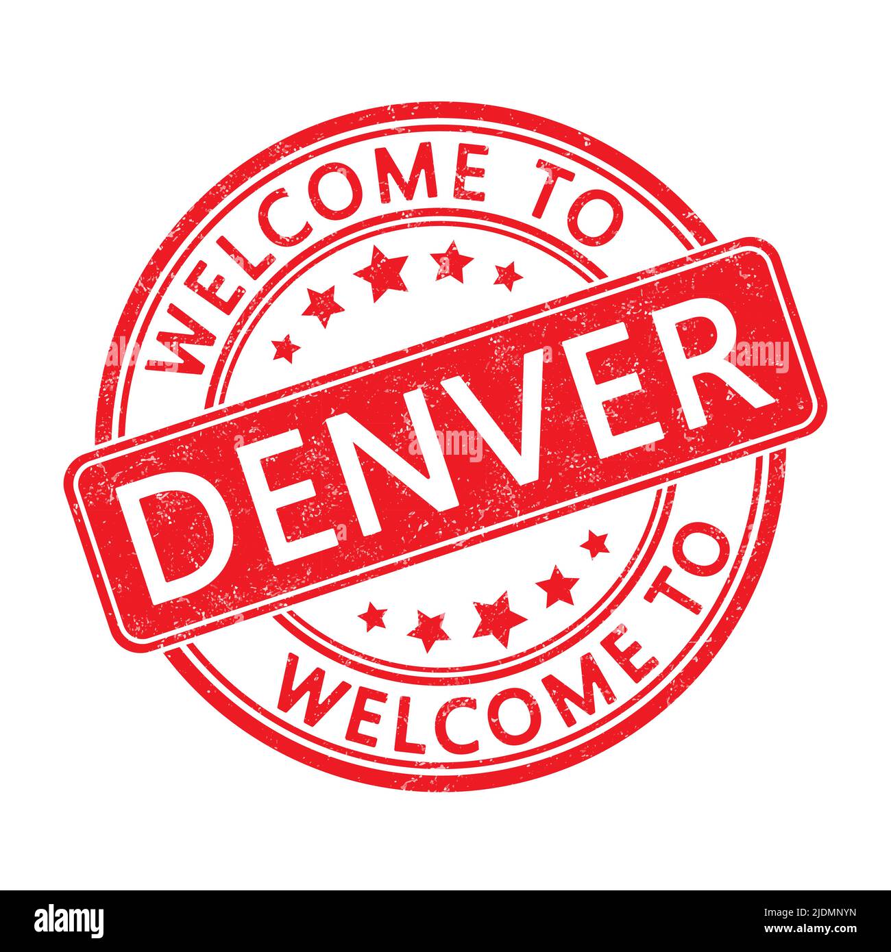 Welcome to Denver. Impression of a round stamp with a scuff. Flat style ...