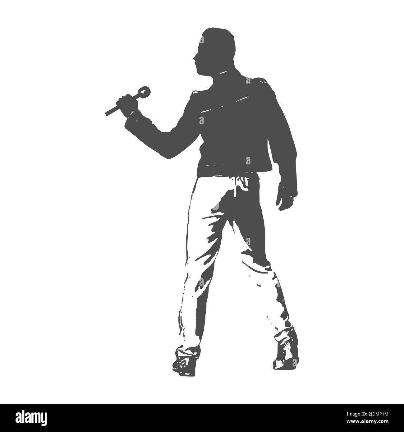 A singer with a microphone. Vector silhouette for creative and thematic ...