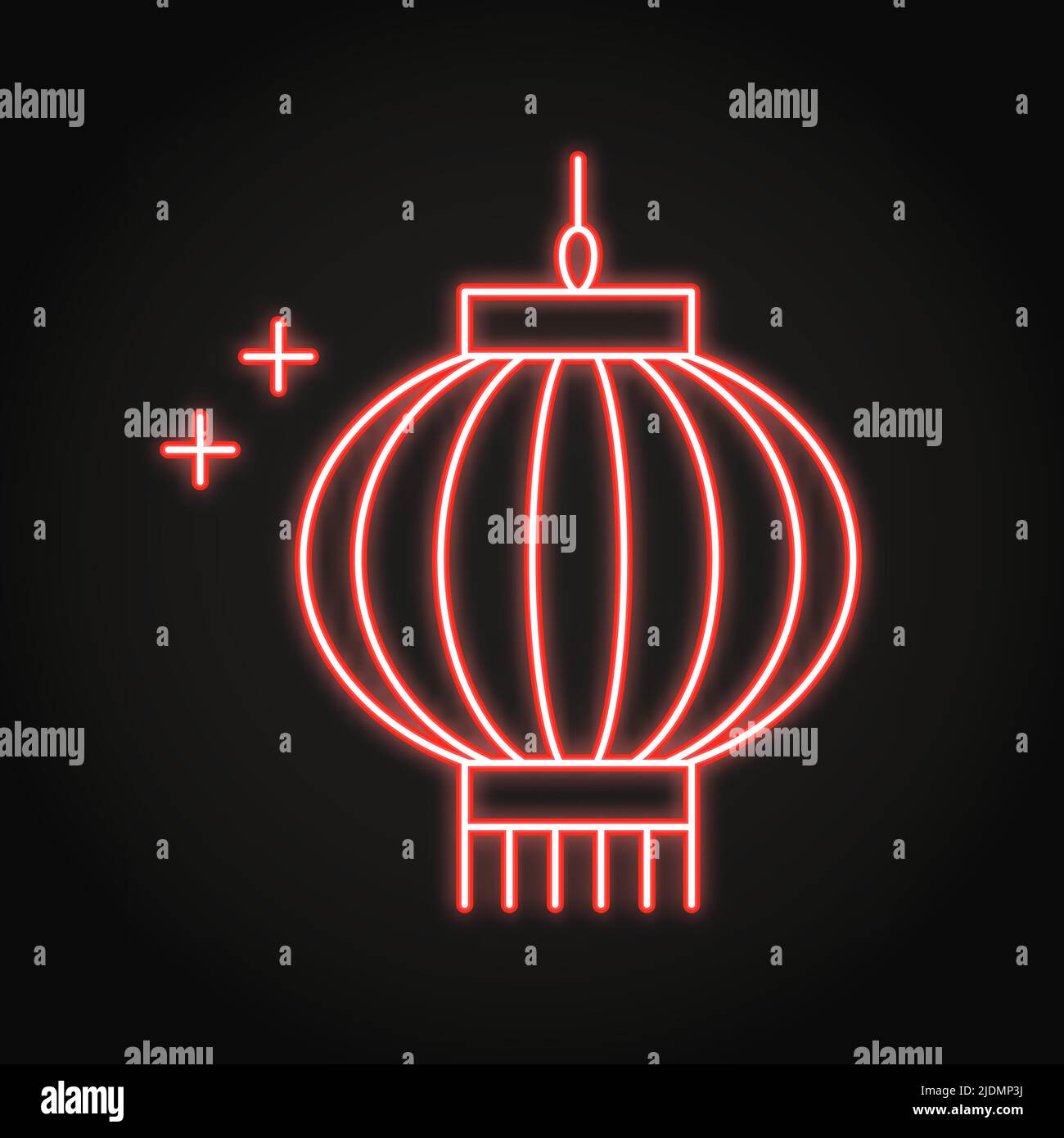 Chinese lantern neon icon in line style. Traditional round lamp symbol ...