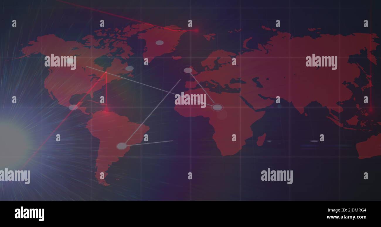 Image of networks of connections over world map Stock Photo - Alamy
