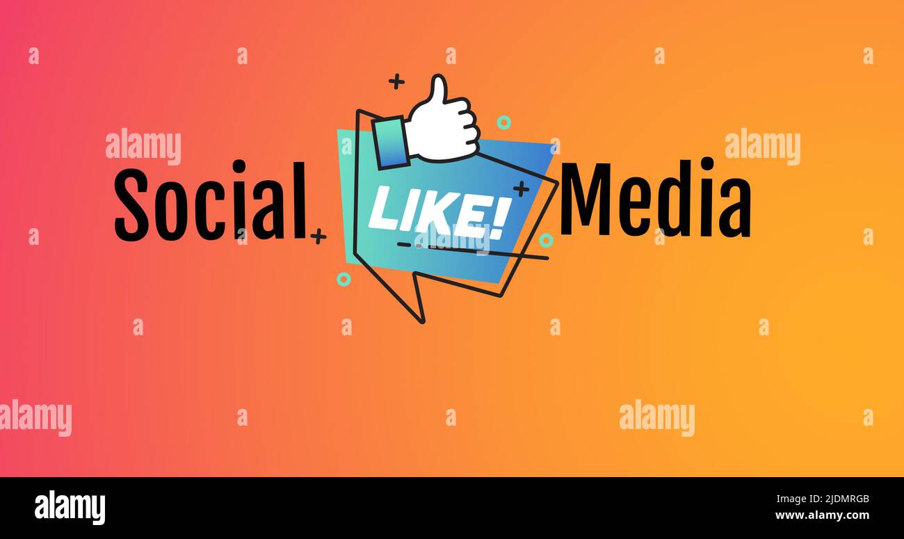 Image of social media text over orange background Stock Photo - Alamy