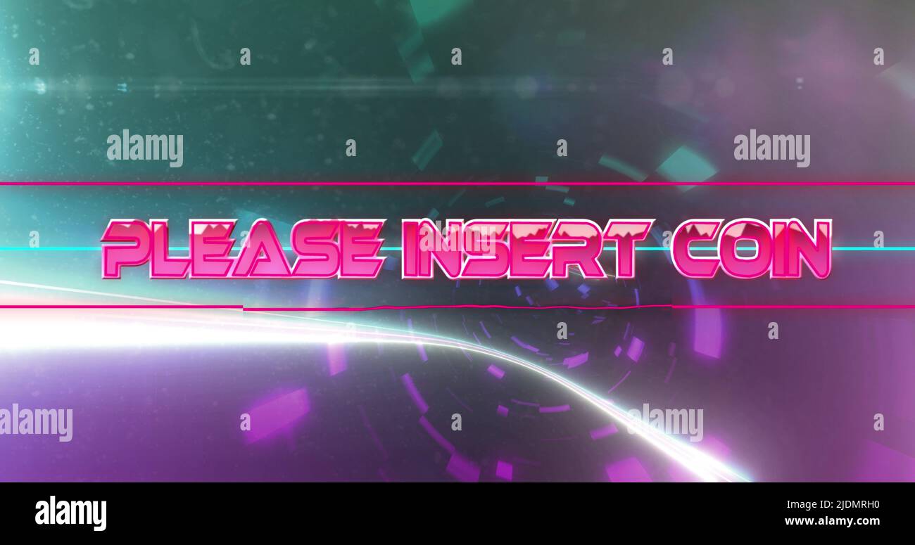 Image of please insert coin over tunnel made of lights moving fast ...