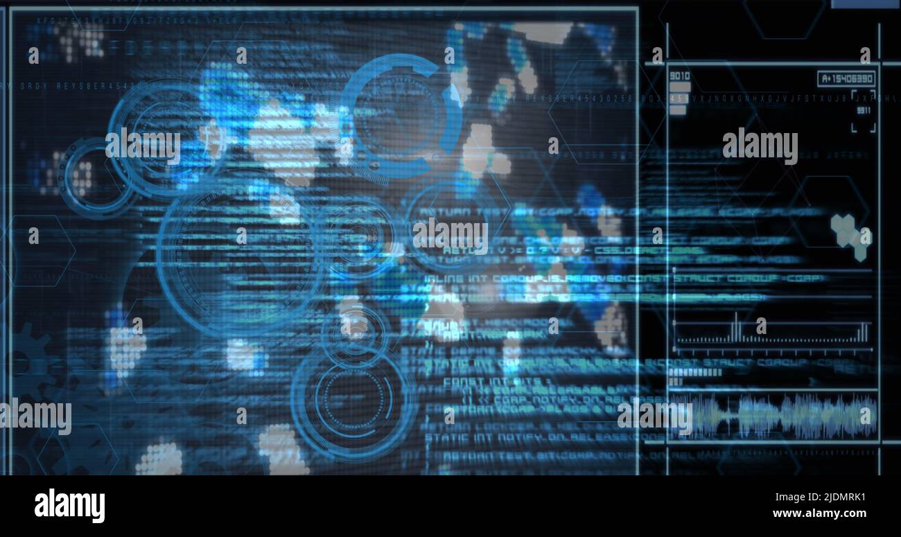 Image of virus data processing over screens Stock Photo - Alamy