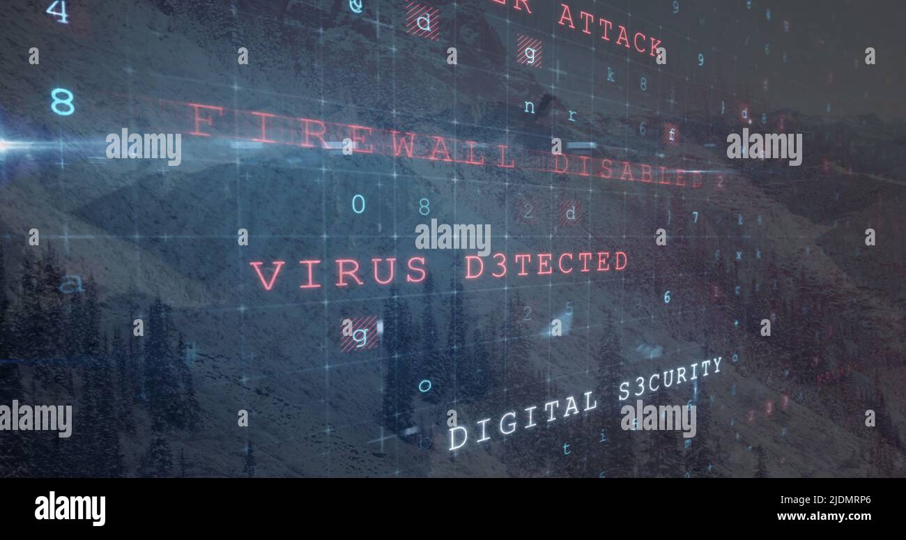 Image of cyber attack warning over landscape Stock Photo - Alamy