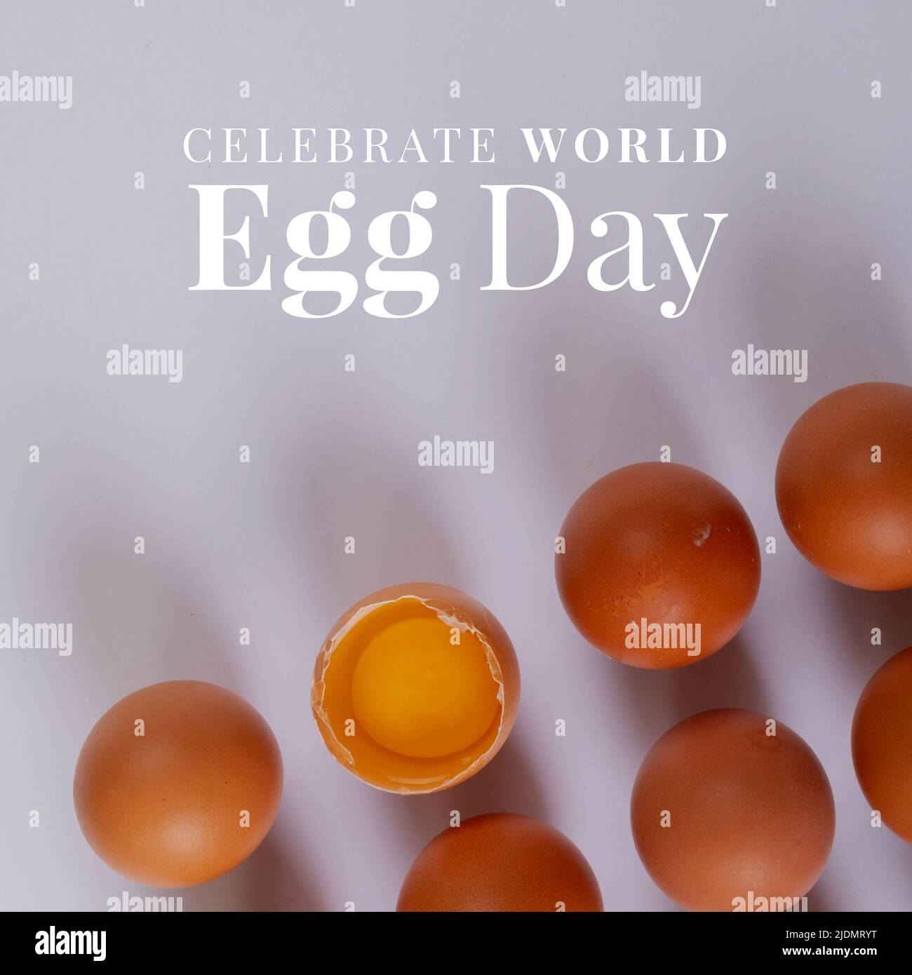 Digital composite image of brown eggs and celebrate world egg day text ...