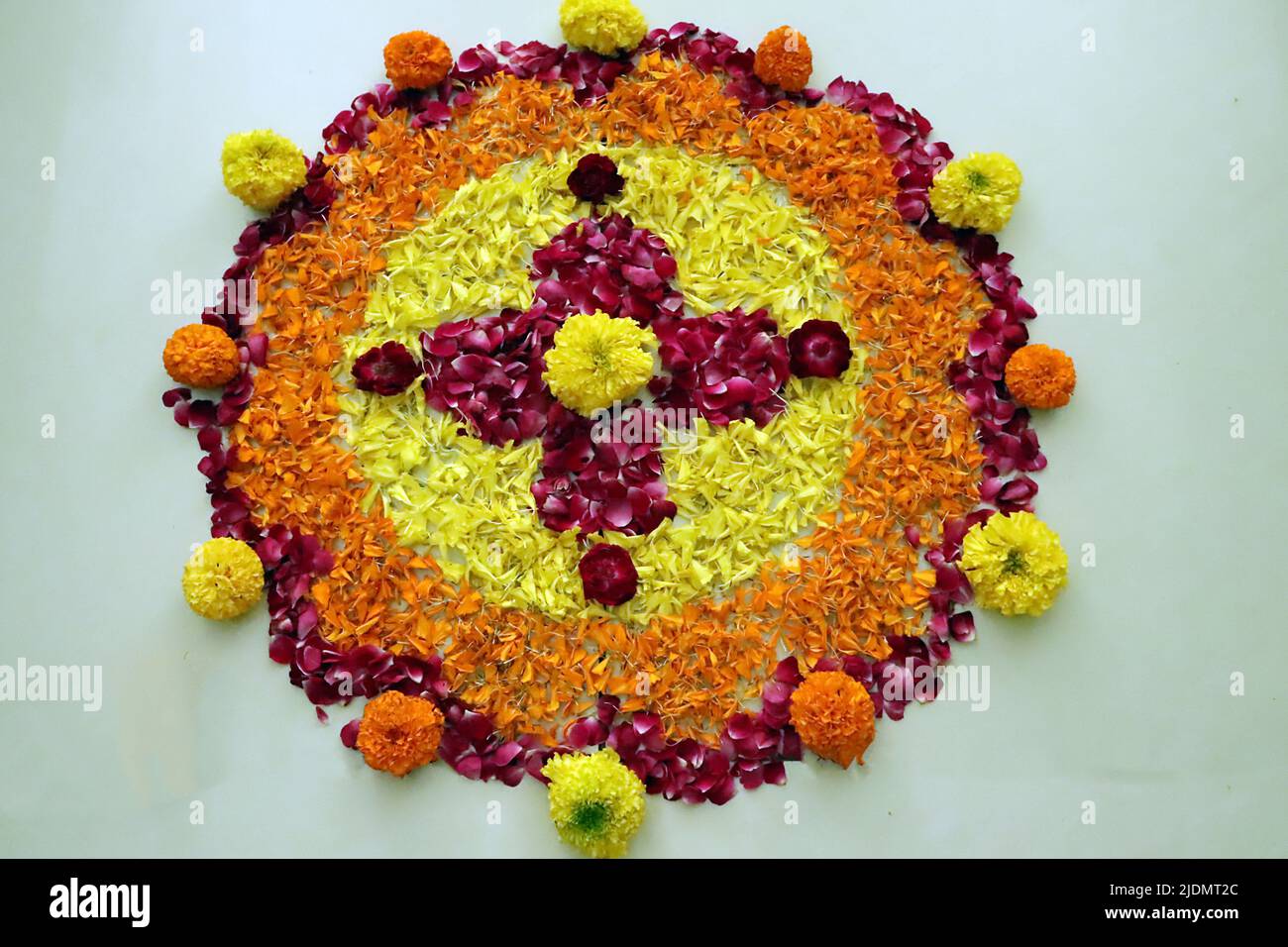 Onam pookalam/ floral carpet/Onam festival-Kerala/India Stock Photo - Alamy