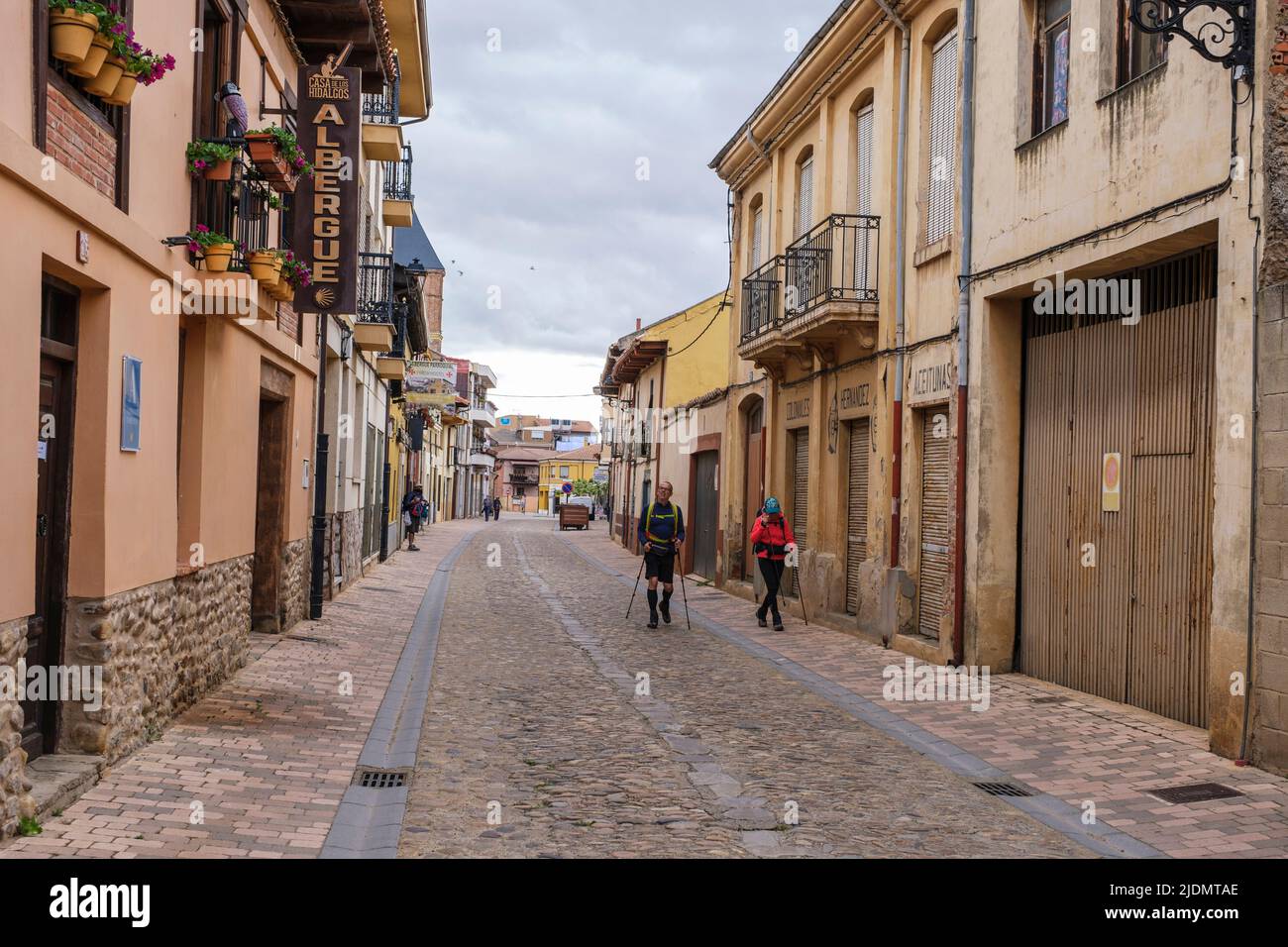 Spain, Hospital de Orbigo, Castilla y Leon. Street Scene Stock Photo ...