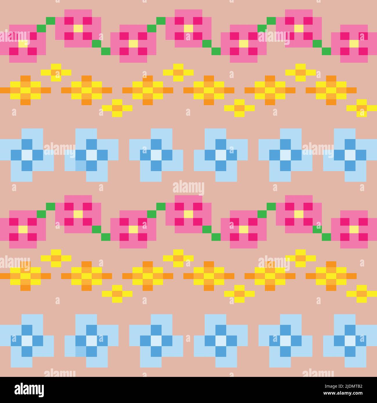 Pixel floral design background vector seamless pattern for decoration ...
