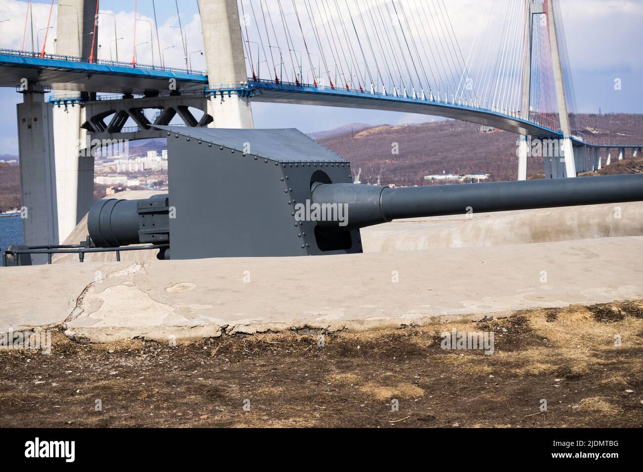Coastal gun of the Second World War. Ancient gun for the protection of ...