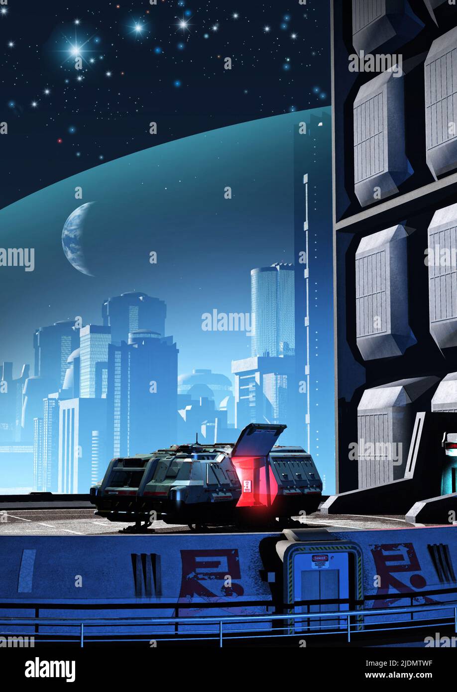 futuristic scenery, 3d illustration Stock Photo - Alamy