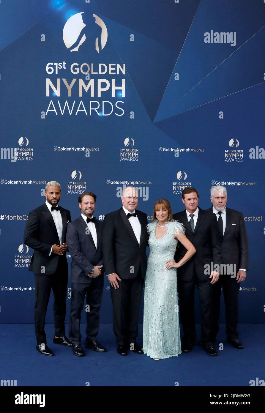 (L to R) Ricky Whittle, Jason Priestley, Prince Albert II of Monaco ...