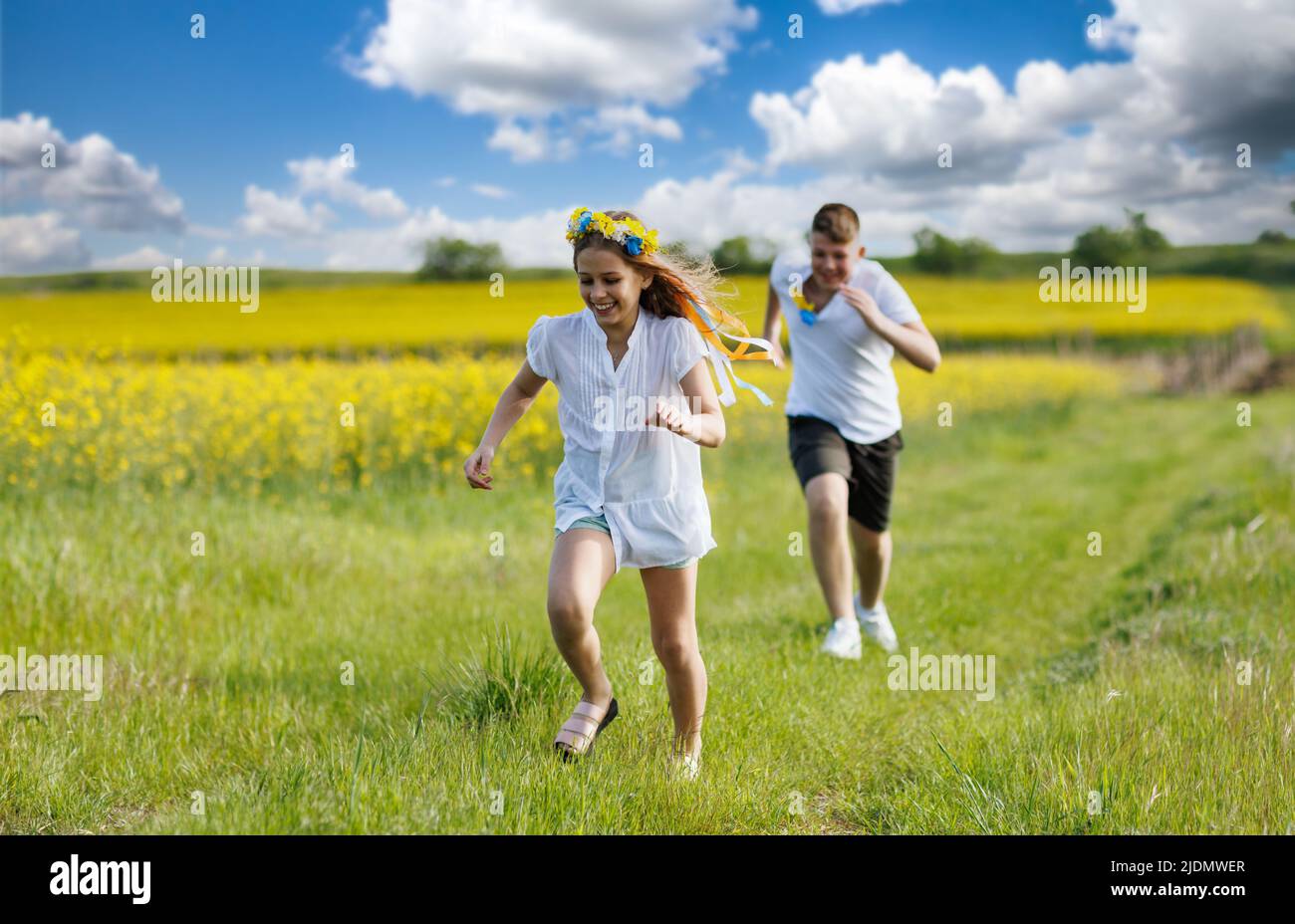 Cheerful energetic family teenagers: older big brother and younger ...